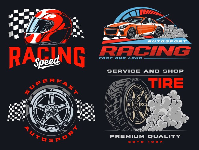 Speed racing colorful set stickers Royalty Free Vector Image
