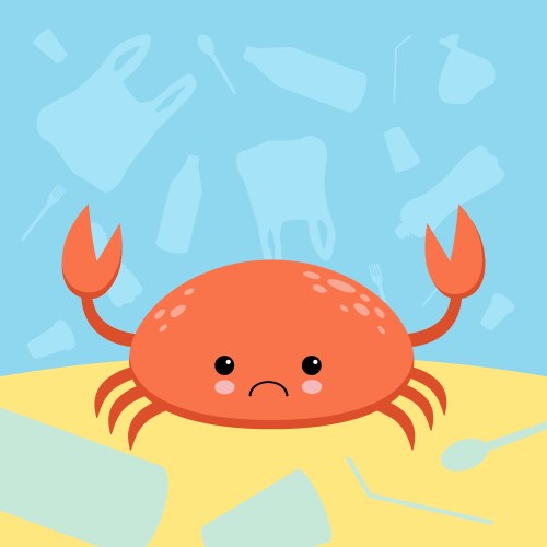 No more plastic sad earth cartoon Royalty Free Vector Image