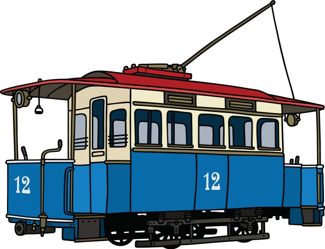 Retro tram car icon cartoon style Royalty Free Vector Image