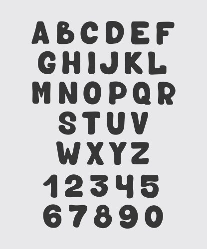 Hatch alphabet font template letters and numbers Vector Image