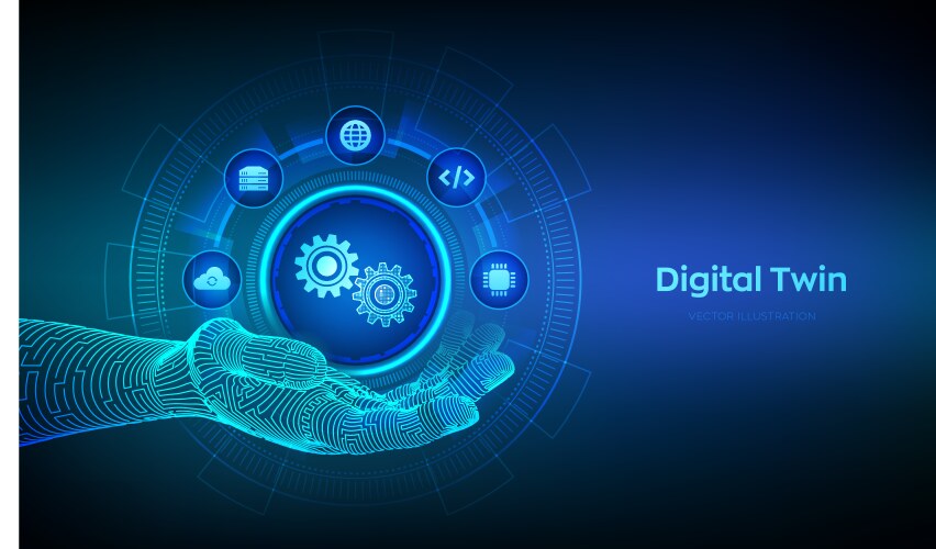 Digital twin business and industrial process Vector Image