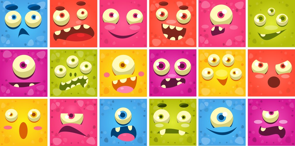 Cartoon monster faces set Royalty Free Vector Image