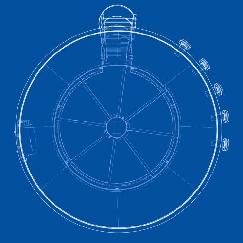 Horizontal pressure tank isometric blueprints Vector Image