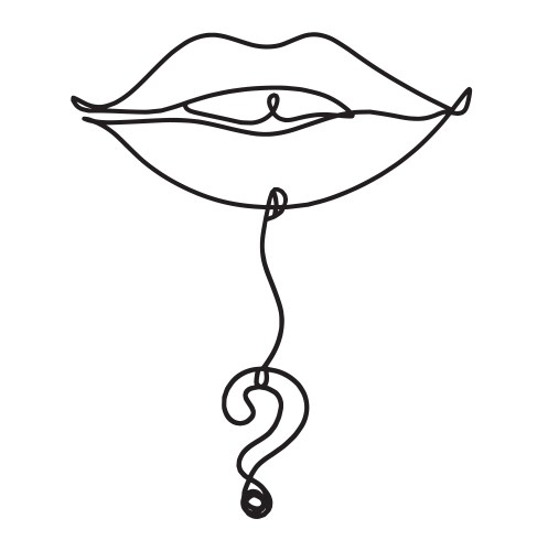 Woman silhouette face with question mark as line Vector Image