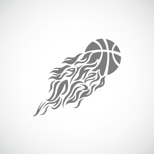 Burning basketball ball in basket Royalty Free Vector Image