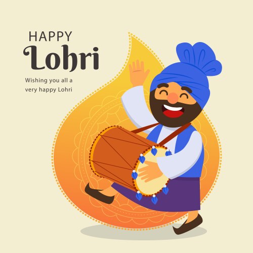 Flat design lohri festival Royalty Free Vector Image