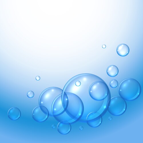 Blue water background with bubbles floating Vector Image