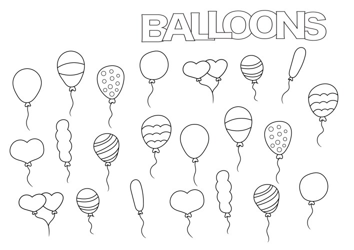 Balloons Coloring Book Vector Images (over 7,600)