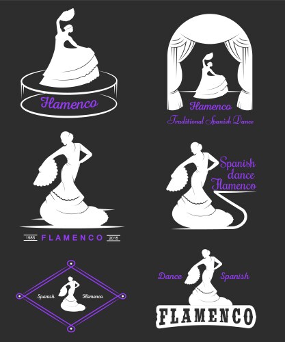 Set logos and badges flamenco Royalty Free Vector Image