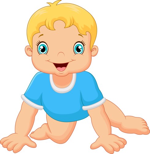 Cartoon happy baby crawl Royalty Free Vector Image
