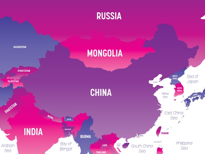 China detailed political map with lables Vector Image
