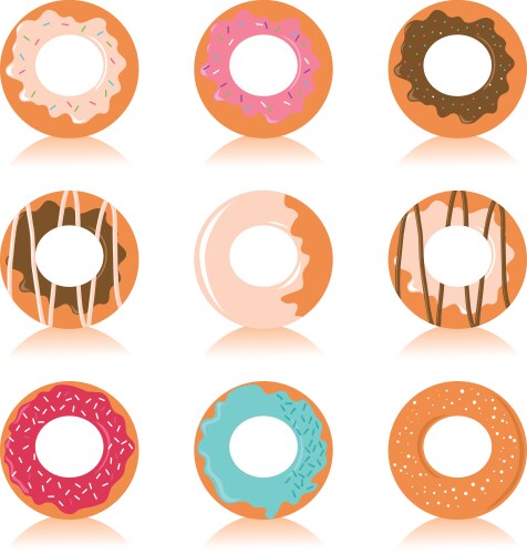 Cartoon donuts with different toppings delicious Vector Image
