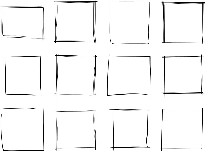 Hand drawn frame square double thin line Vector Image