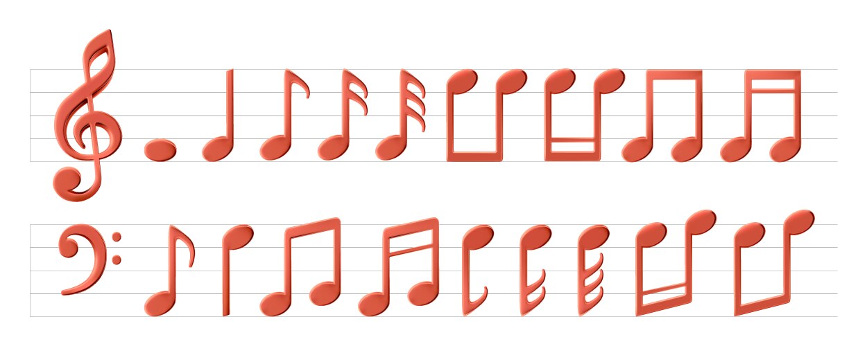 Music elements isolated treble clef notes Vector Image