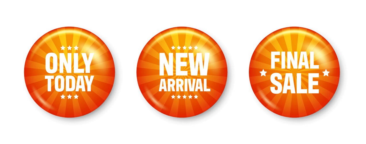 Realistic funky badges with text product Vector Image