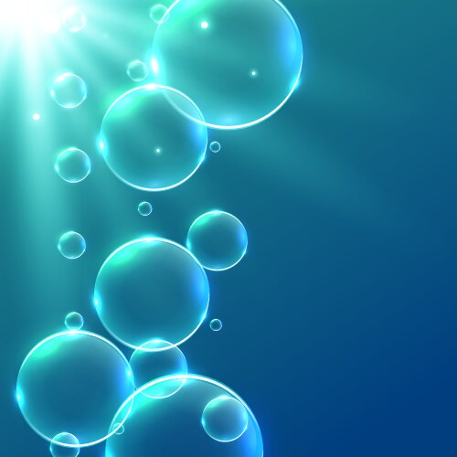 Blue water background with bubbles floating Vector Image