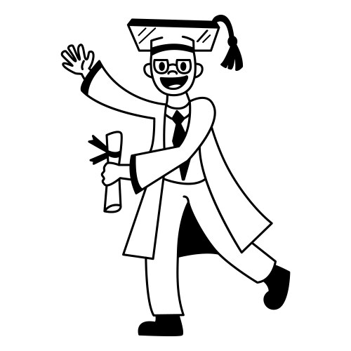 Graduation cap degree stroke Royalty Free Vector Image