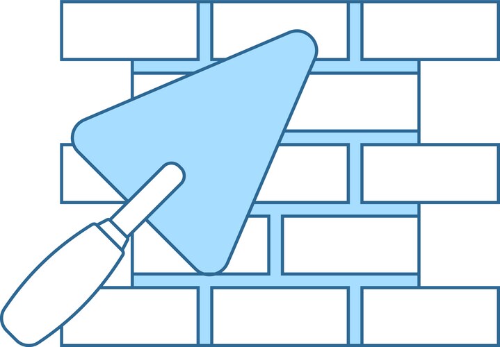 Icon of brick wall with trowel Royalty Free Vector Image