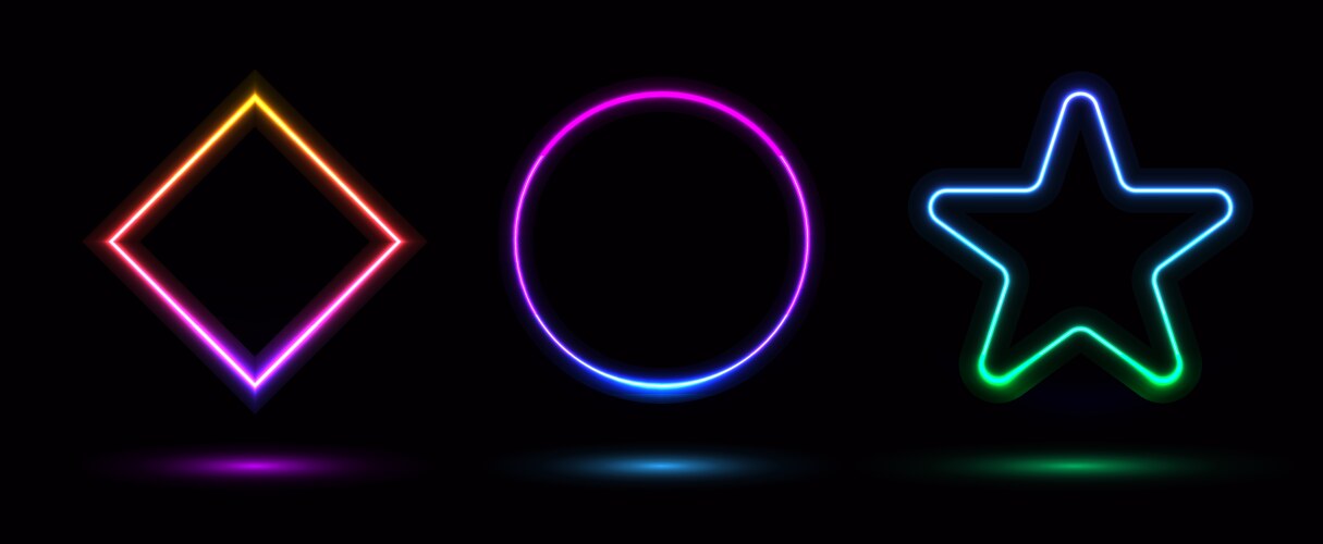 Glowing neon stars set of four Royalty Free Vector Image