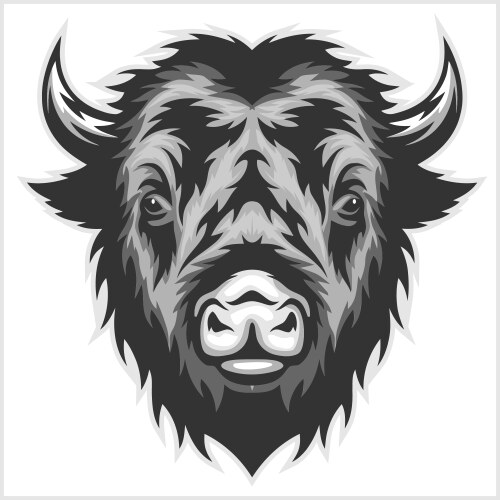 Cartoon of head bison mascot Royalty Free Vector Image