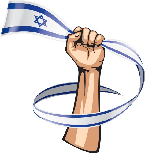 Israel flag and hand on white background Vector Image