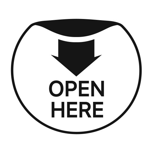 Open here sticker set black color Royalty Free Vector Image