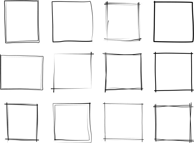 Hand drawn frame square double thin line Vector Image