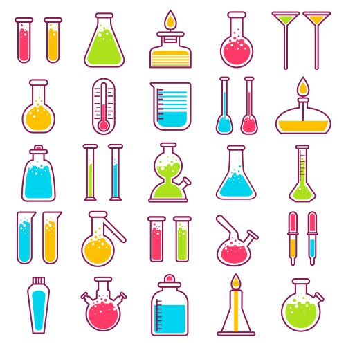Set colorful of chemical laboratory equipment Vector Image