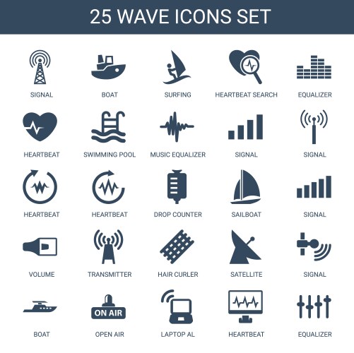 25 wave icons Royalty Free Vector Image - VectorStock