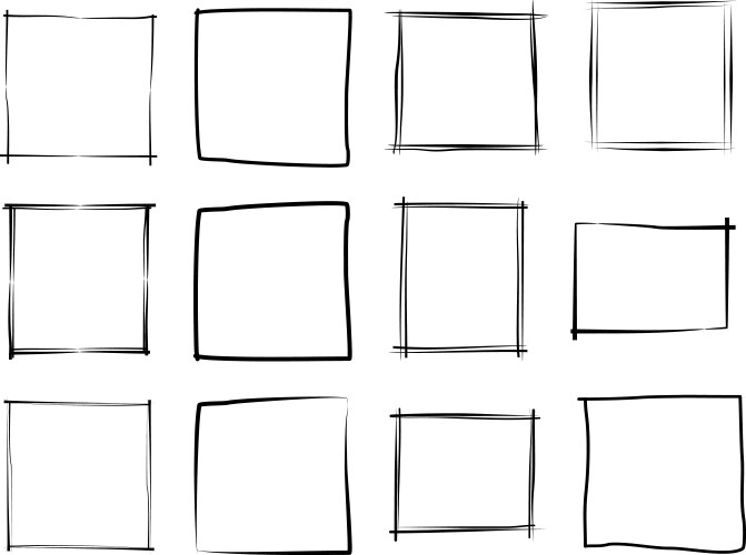 Hand drawn frame square double thin line Vector Image