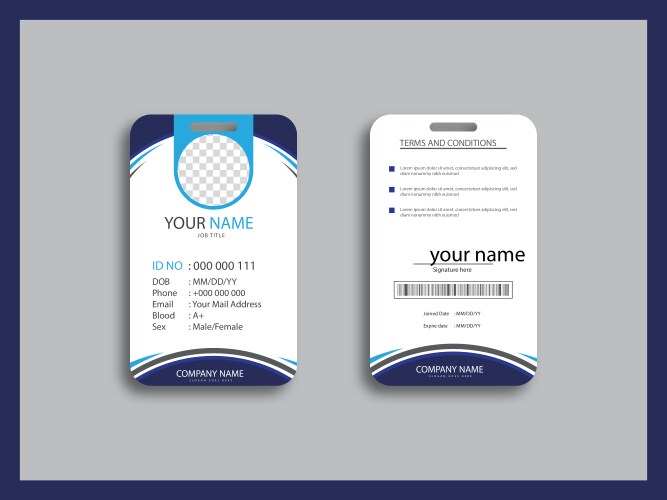 Id card template front and back Royalty Free Vector Image