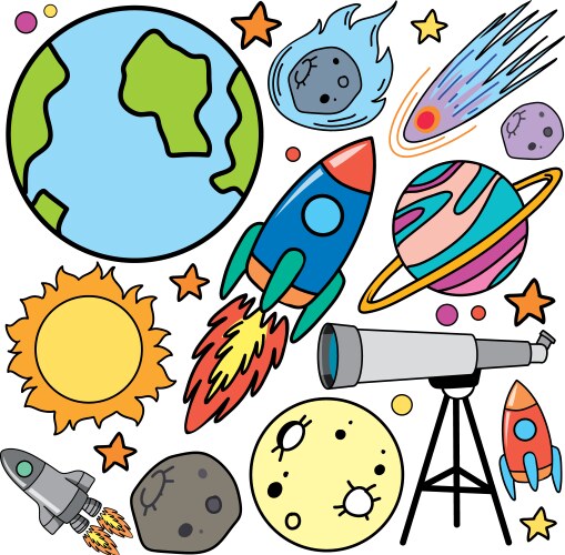 Physics and astronomy icons set Royalty Free Vector Image