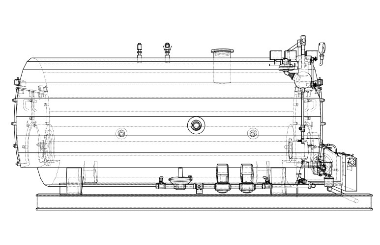 Industrial boiler outline rendering 3d Royalty Free Vector