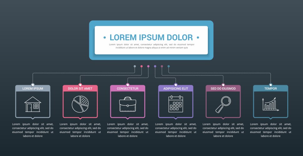 6 steps infographic design timeline chart Vector Image