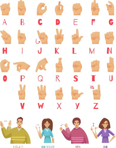 Deaf mute sign language character gesture Vector Image