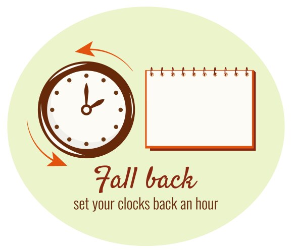 Daylight saving time ends fall back change clocks Vector Image