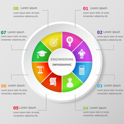 Engineering infographic templates with connected Vector Image