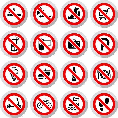 Prohibition signs big set Royalty Free Vector Image