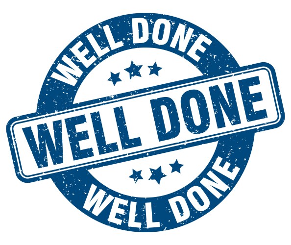 Done blue square grunge stamp on white Royalty Free Vector