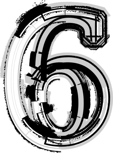 Striped font number 6 Royalty Free Vector Image