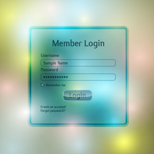 Dark theme member login form ui design Royalty Free Vector