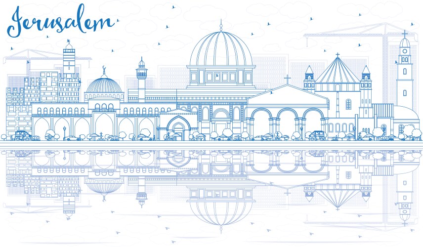 Jerusalem skyline inside hamsa hand Royalty Free Vector