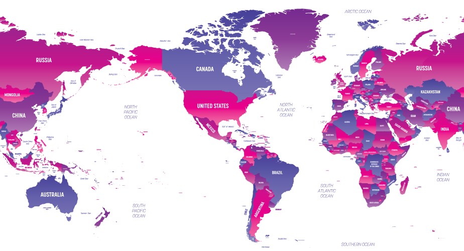 World map australia centered Vector Images & Graphics for Commercial ...