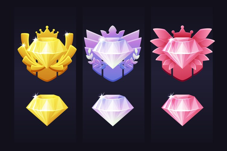 Emblem with diamond for game ui level rank Vector Image