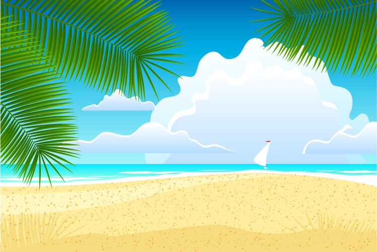 Travel the sea yachts palm trees furlough Vector Image