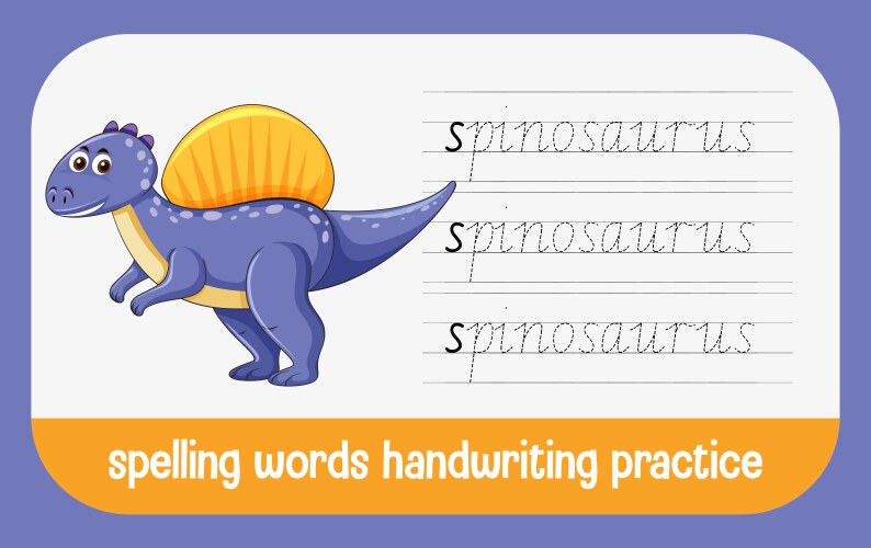 Spelling words dinosaur handwriting practice Vector Image
