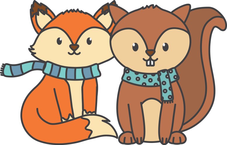 Fox squirrel tea party charming woodland friends – Royalty-Free Vector ...