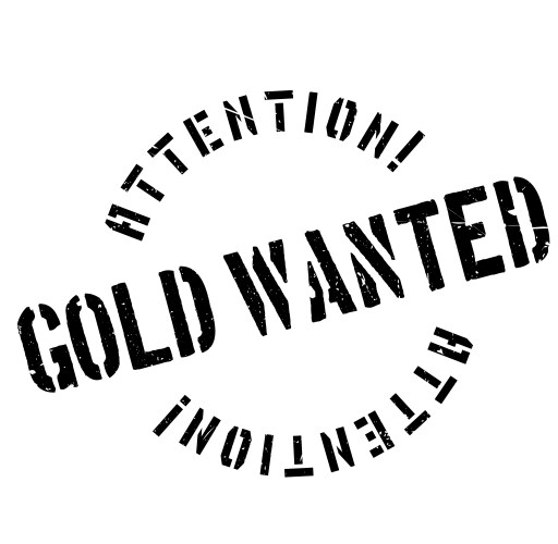 Gold wanted rubber stamp Royalty Free Vector Image