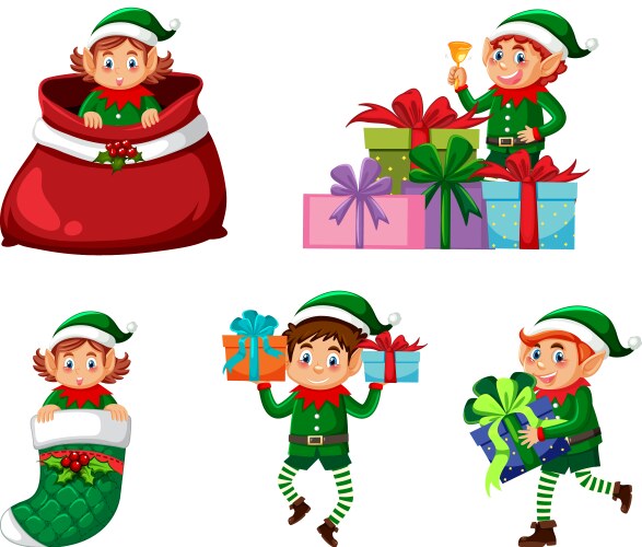 Cartoon Christmas Elves Vector Images (over 2,300)
