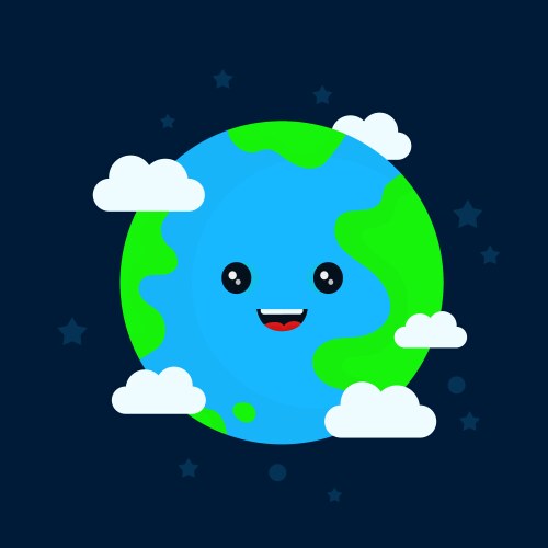Happy cute smiling green tree and earth Royalty Free Vector